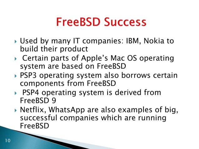Bsd presentation | PPTX | Operating Systems | Computer Software and Applications