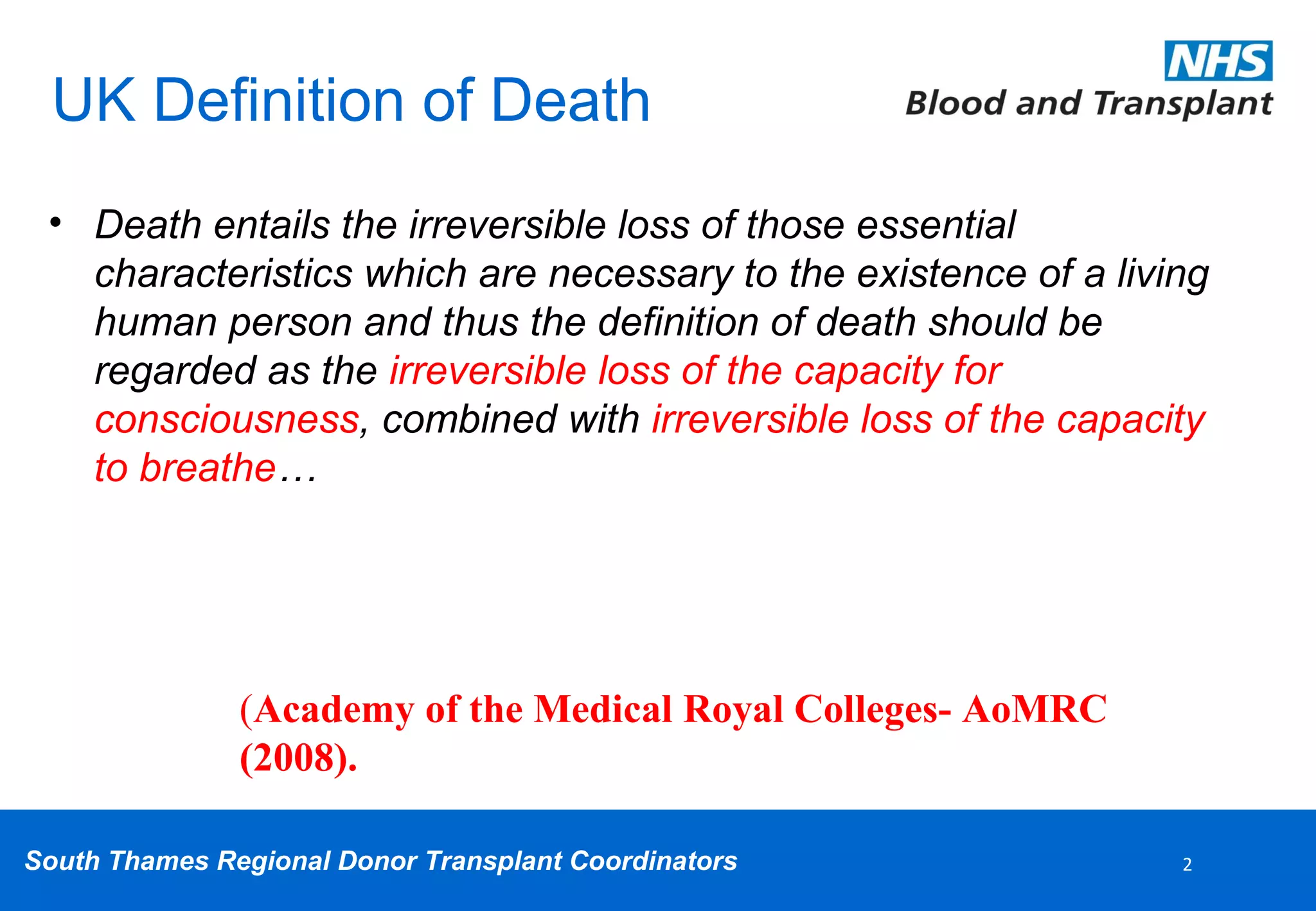 Brain Stem Death Testing and Organ Donation | PPT