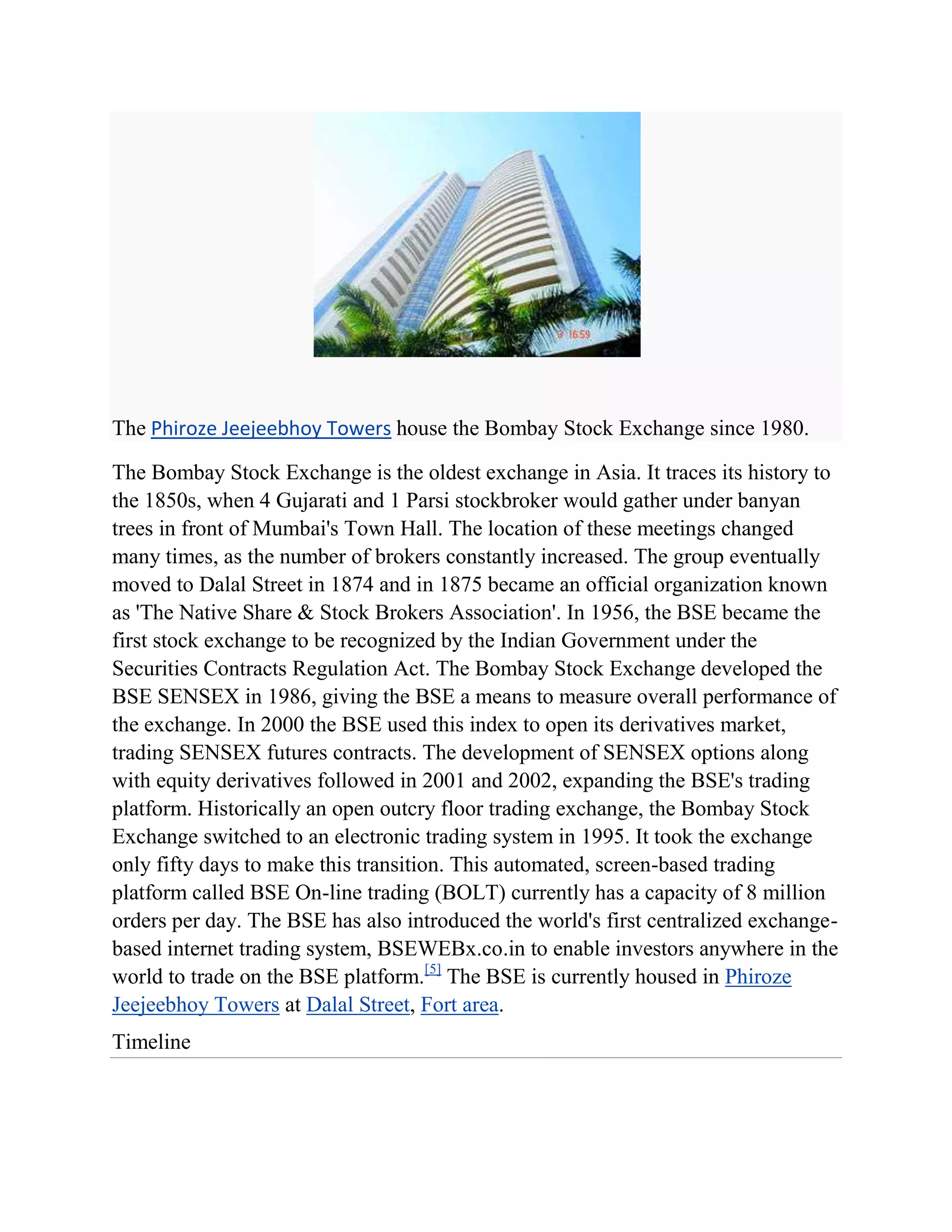 BSE- Bombay Stock Exchange | DOCX