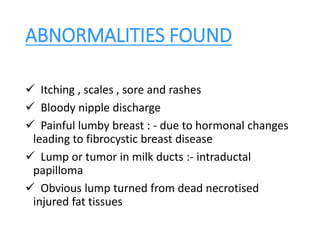 breast self examination and abnormalities | PPTX