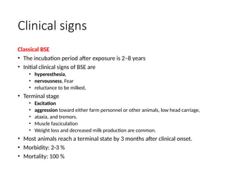 Bovine Spongiform Encephalopathy in Cattle | PPT