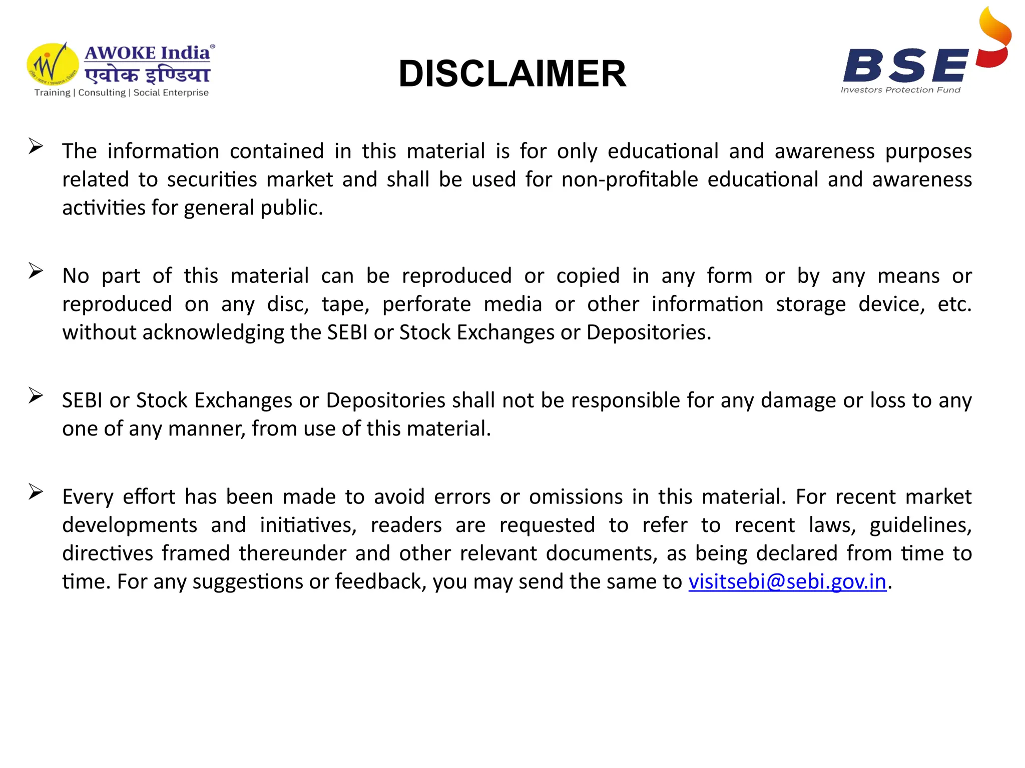 BSE - IAP Basic Presertaion on Investment awareness | PPTX