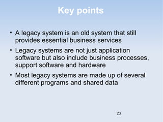 Bse 3105 lecture 5-evolution of legacy systems | PPT | Databases | Computer Software and ...