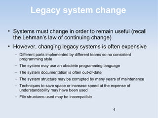 Bse 3105 lecture 5-evolution of legacy systems | PPT | Databases | Computer Software and ...