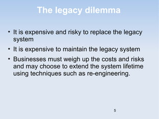 Bse 3105 lecture 5-evolution of legacy systems | PPT | Databases | Computer Software and ...