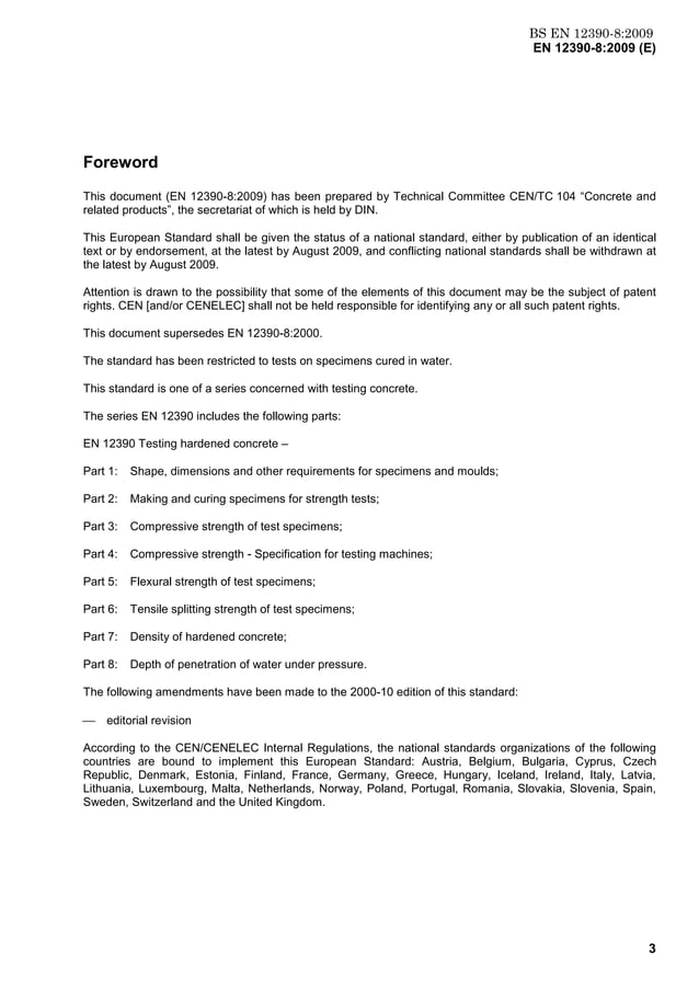 BS EN 12390-8 Testing hardened concrete, Part 8 Depth of penetration of ...