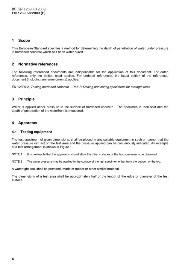 BS EN 12390-8 Testing hardened concrete, Part 8 Depth of penetration of ...