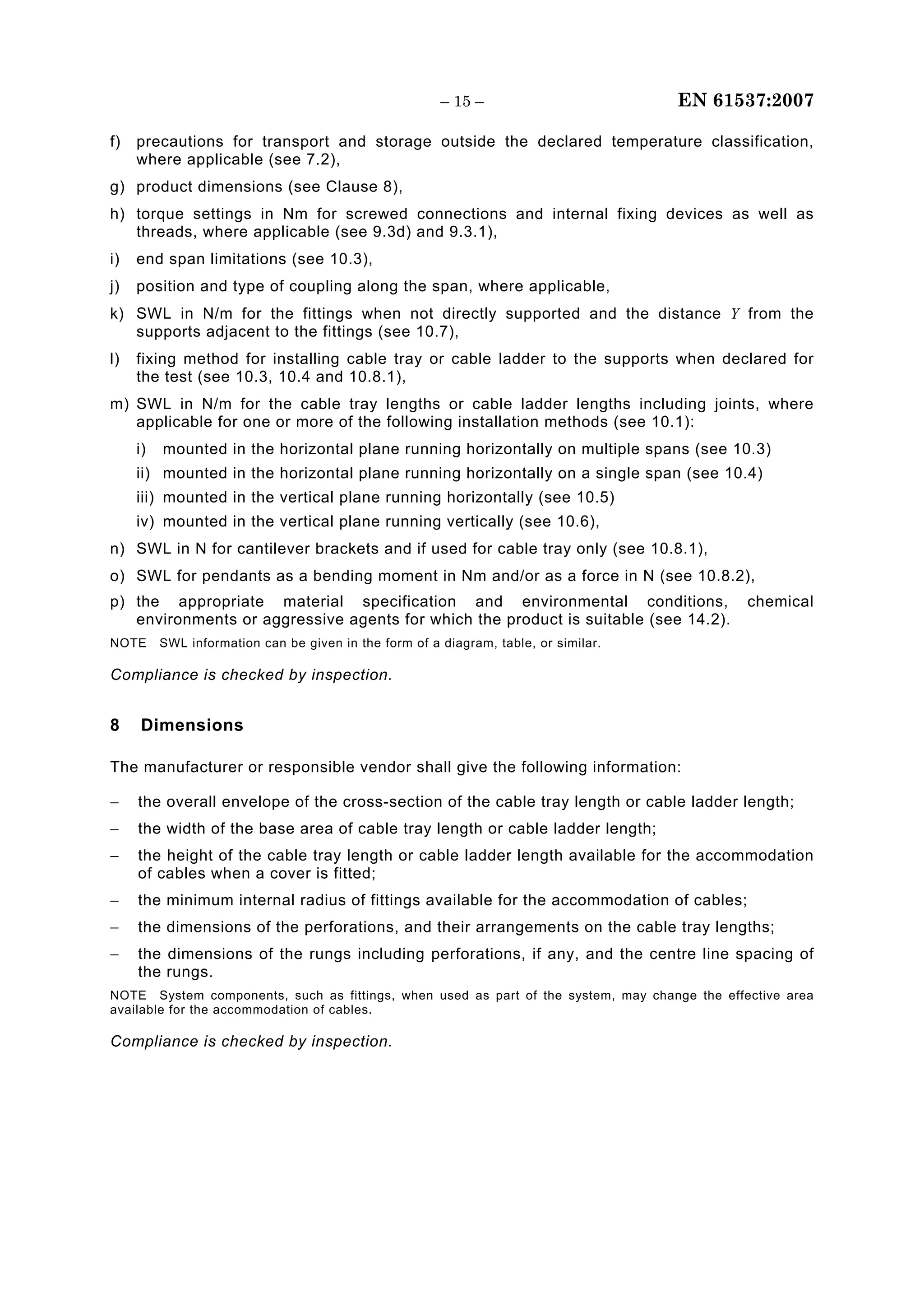 BS EN 61537 2007 Cable management_ Cable tray systems and cable ladder ...