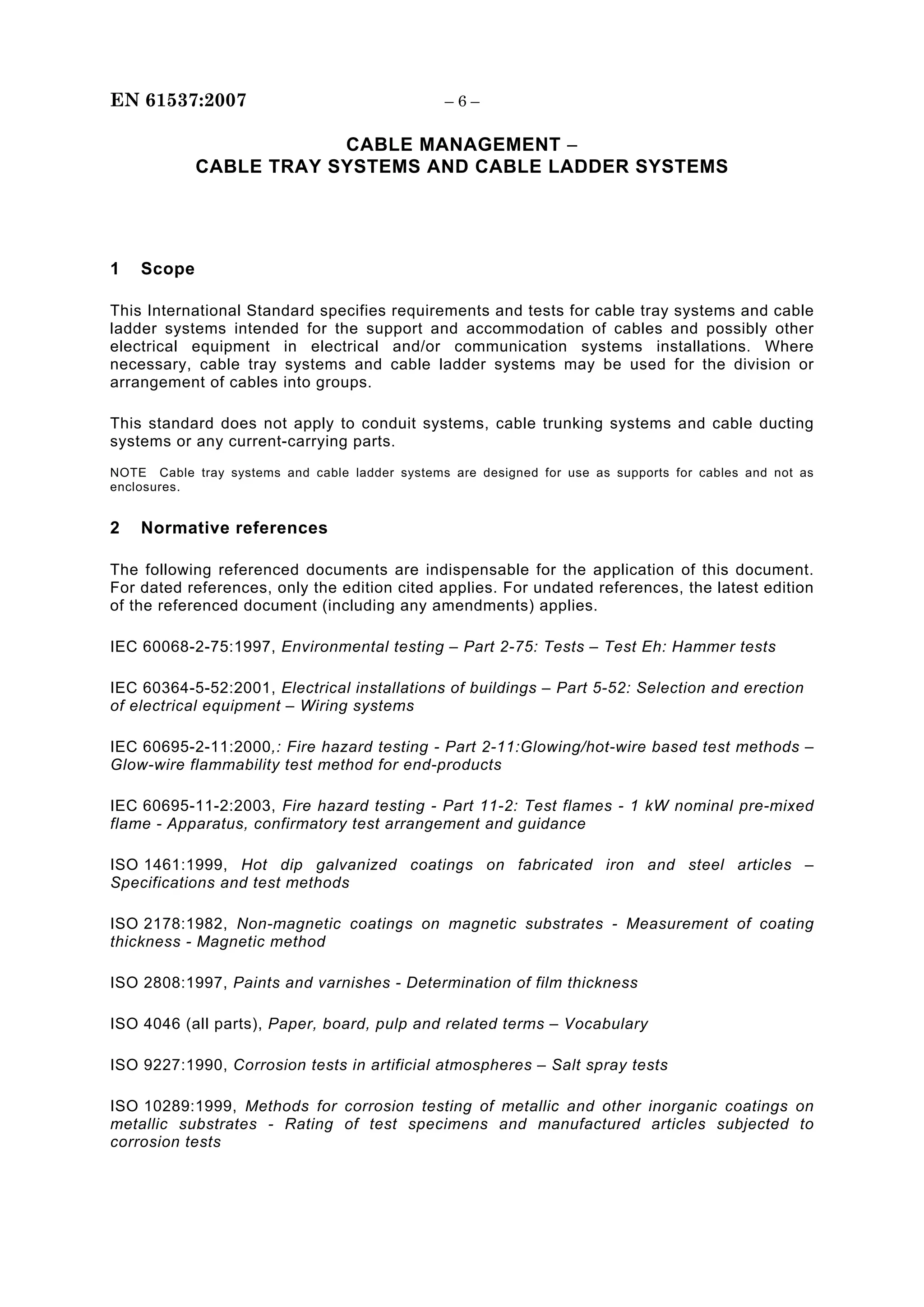 BS EN 61537 2007 Cable management_ Cable tray systems and cable ladder ...