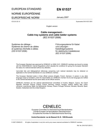 BS EN 61537 2007 Cable management_ Cable tray systems and cable ladder ...
