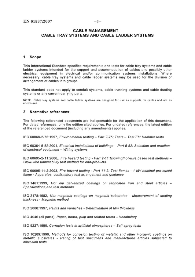 BS EN 61537 2007 Cable management_ Cable tray systems and cable ladder ...