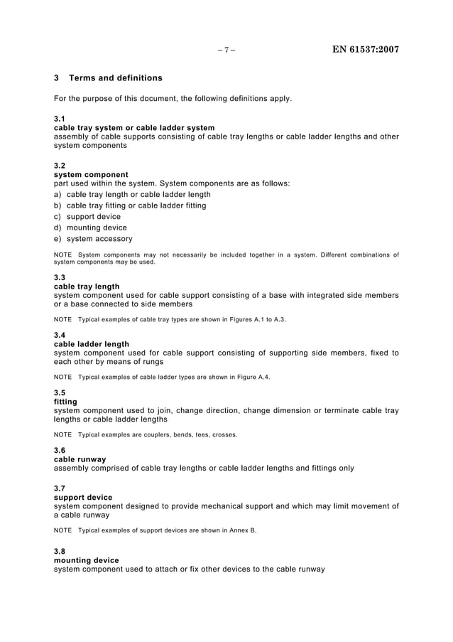 BS EN 61537 2007 Cable management_ Cable tray systems and cable ladder ...