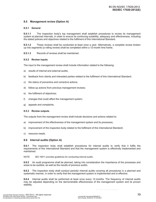BS EN ISO-IEC - BS EN ISO-IEC-17020-2012-Conformity Assessment Requirements For The Operation Of ...