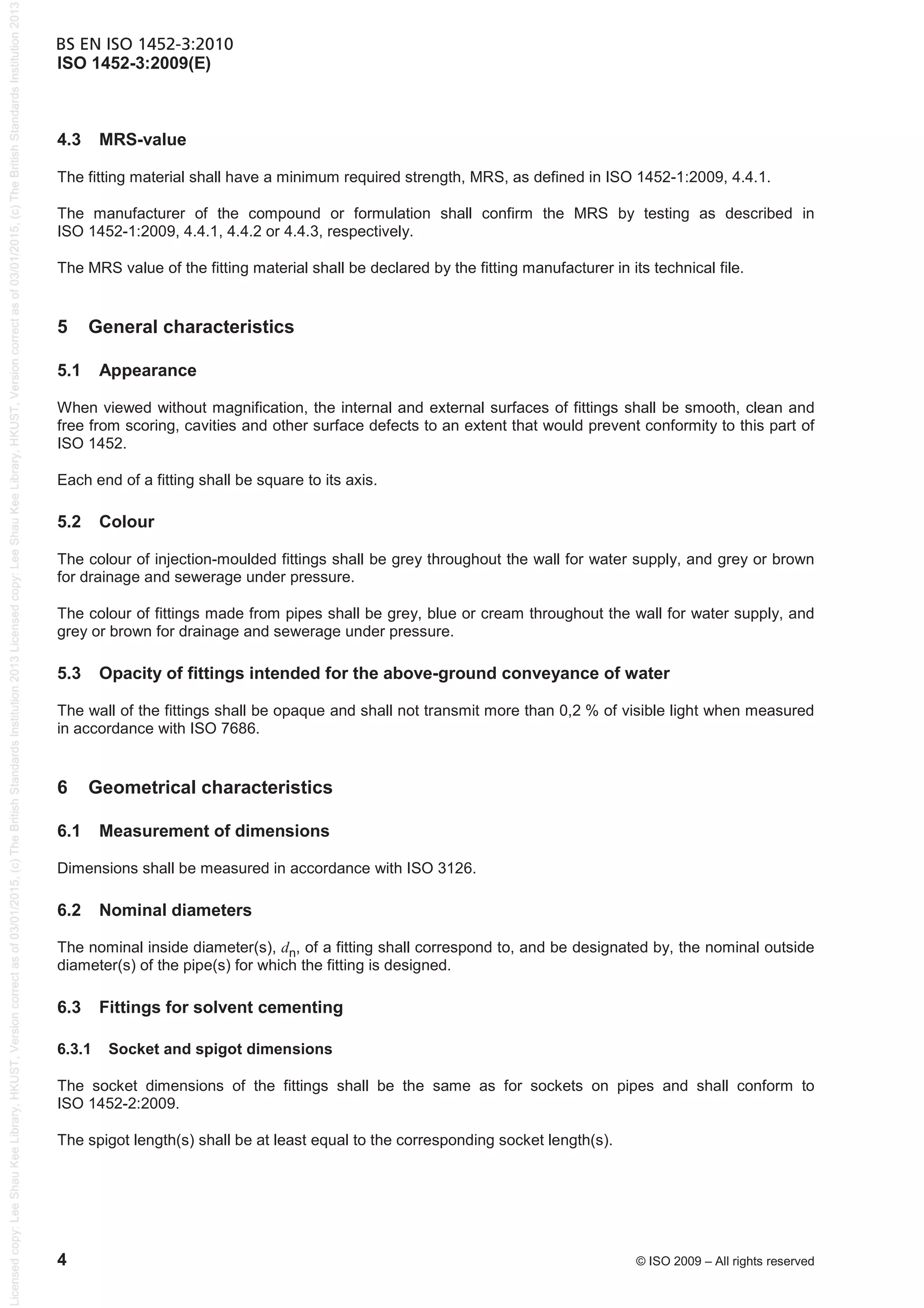 [Bs en iso 1452 3 2010] -- plastics piping systems for water supply and ...