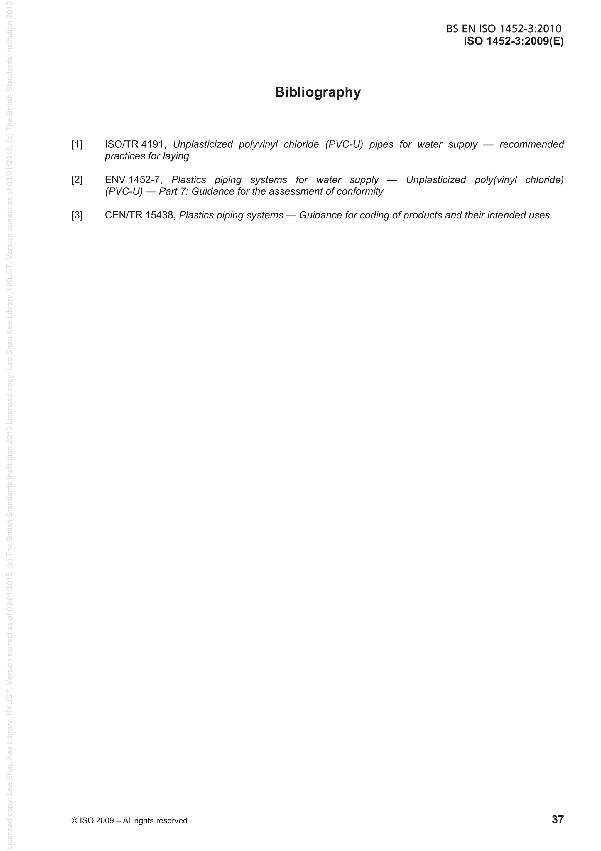 [Bs en iso 1452 3 2010] -- plastics piping systems for water supply and ...