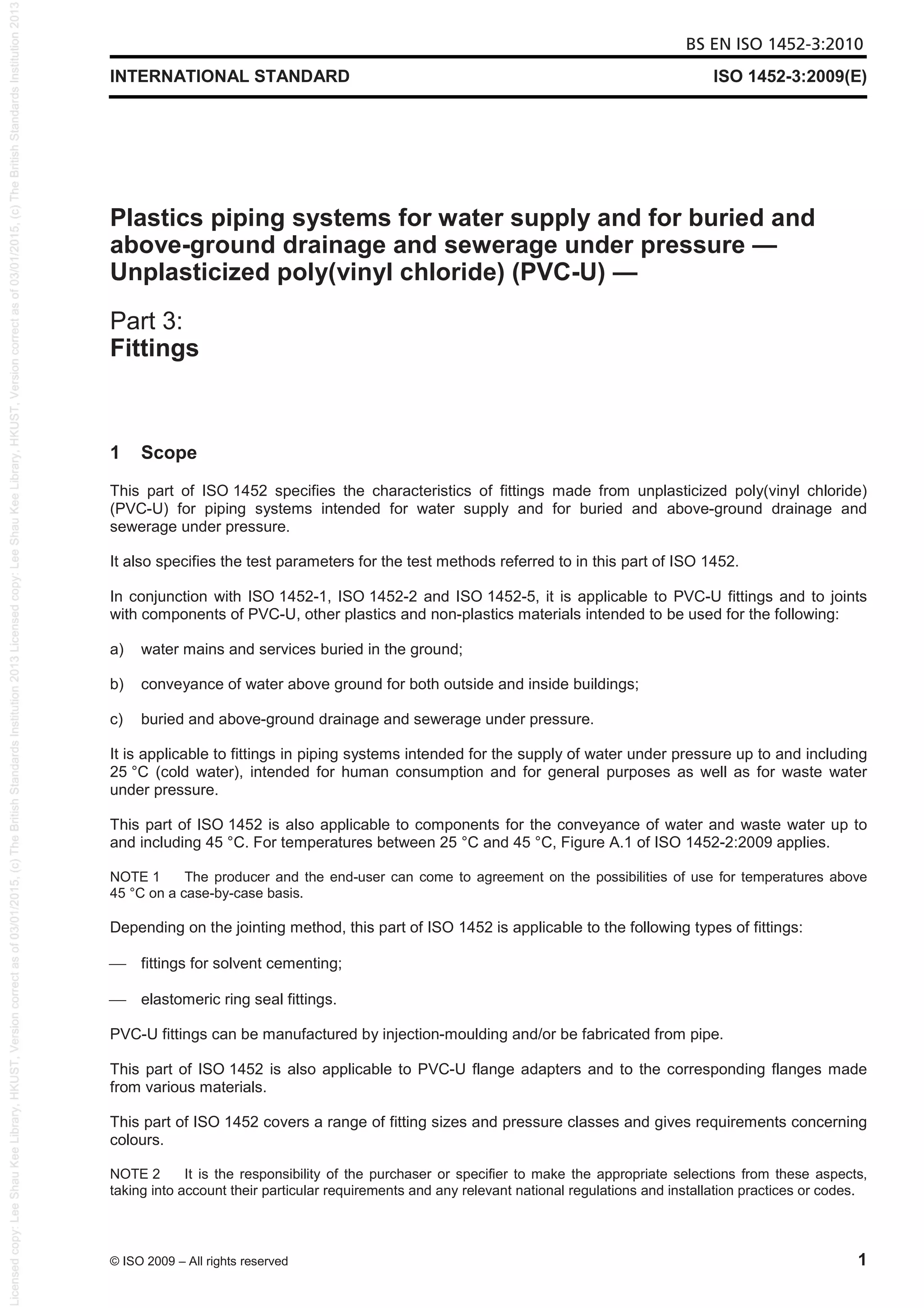 [Bs en iso 1452 3 2010] -- plastics piping systems for water supply and ...