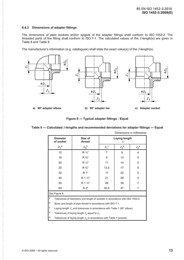 [Bs en iso 1452 3 2010] -- plastics piping systems for water supply and for buried and above ...