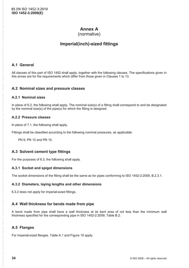 [Bs en iso 1452 3 2010] -- plastics piping systems for water supply and ...