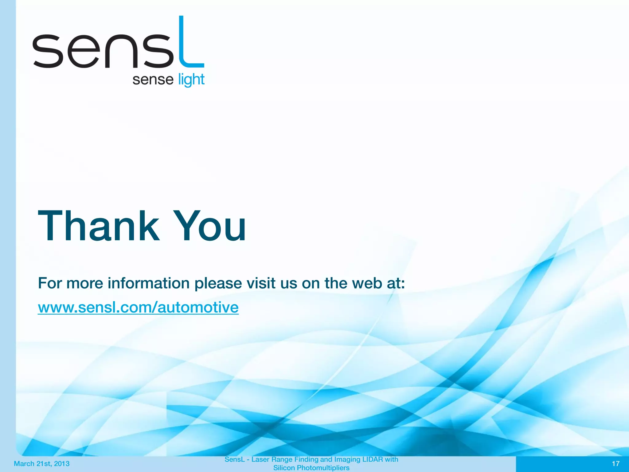 Automotive LIDAR with SensL SiPM Sensors | PPT