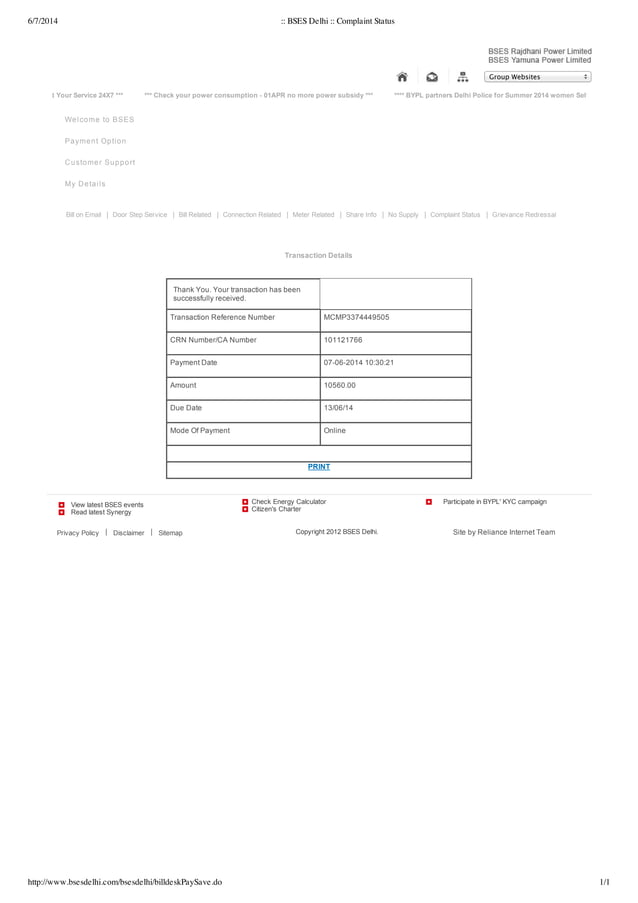 Bses delhi __ complaint status | PDF
