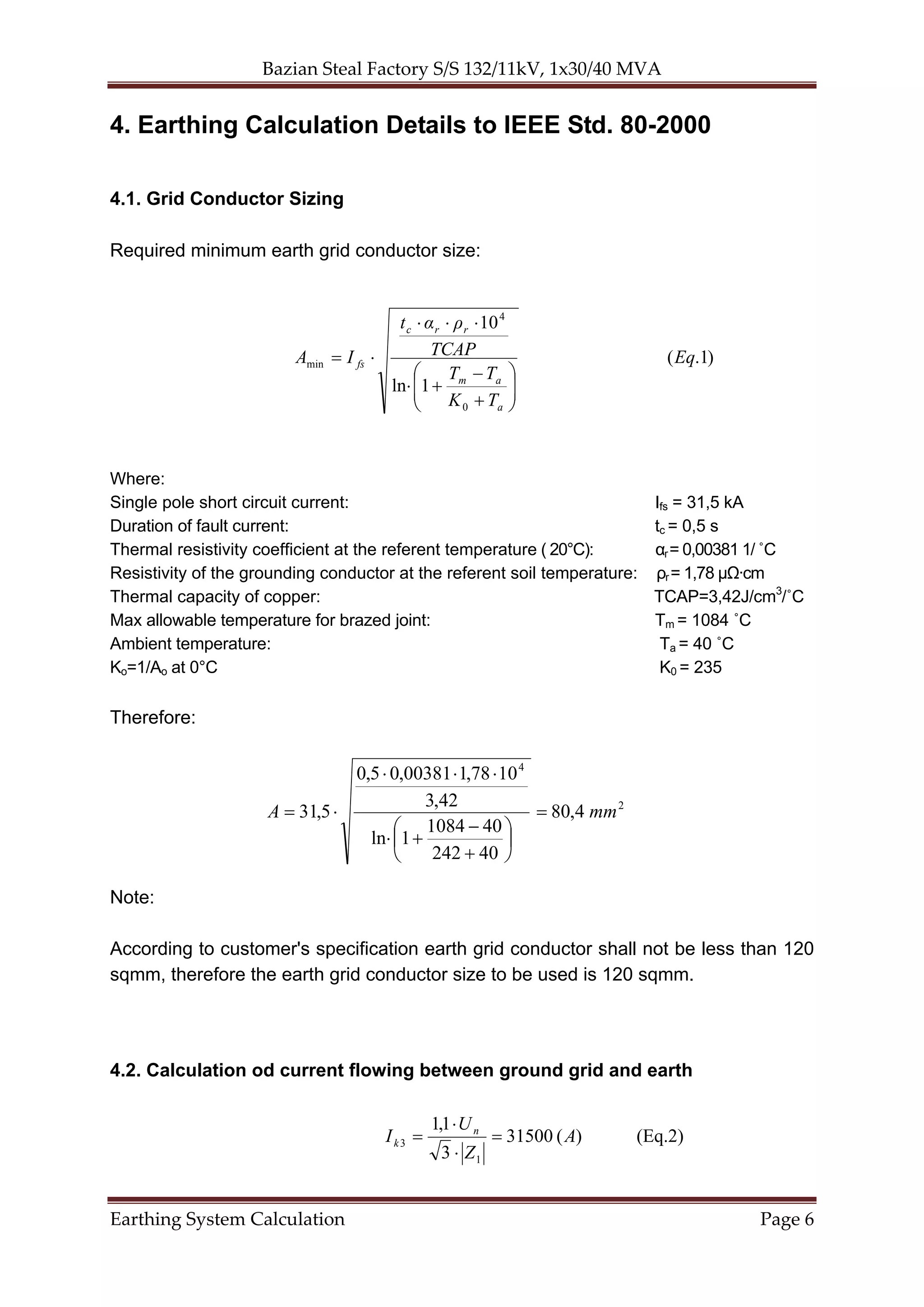 Bsf earthing system calculation-1 | PDF