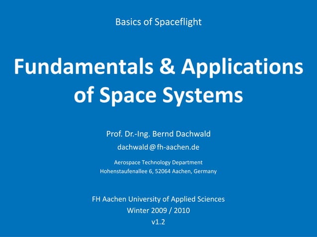 Bsf01 Fundamentals And Applications Of Space Systems V1.2 | PDF