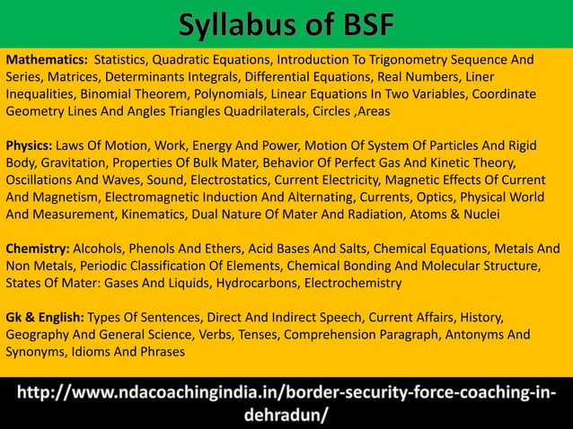 BSF Coaching in Dehradun | PPT