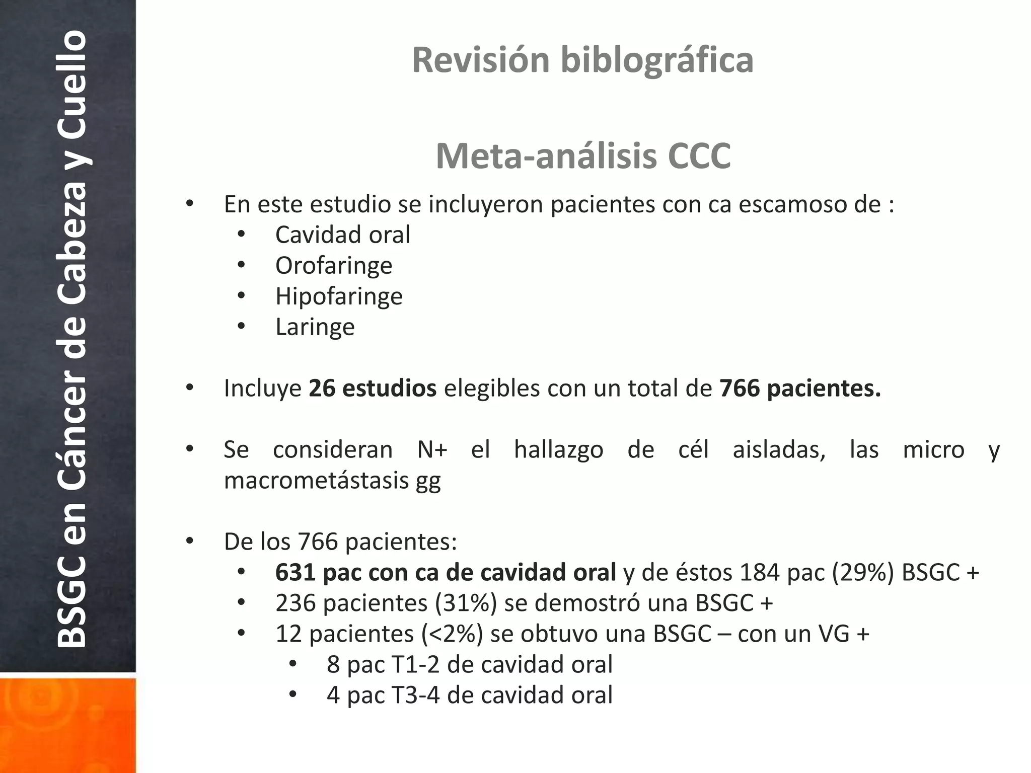 Papel de la biopsia selectiva del ganglio centinela en cáncer de cabeza ...