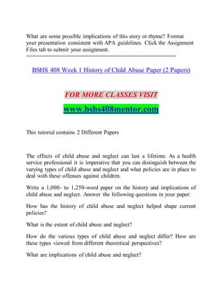 BSHS 408 MENTOR Achievement Education--bshs408mentor.com