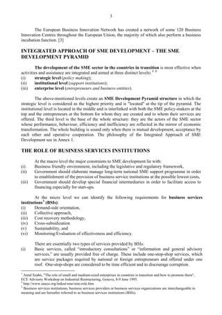 BUSINESS INCUBATION AS ELEMENT OF BUSINESS SERVICE INSTITUTION AND SME DEVELOPMENT ...