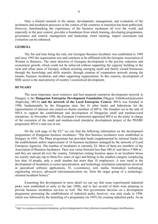 BUSINESS INCUBATION AS ELEMENT OF BUSINESS SERVICE INSTITUTION AND SME DEVELOPMENT ...