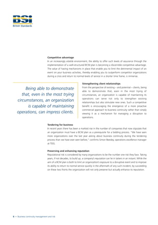 Business continuity management and risk -The role of standards | PDF