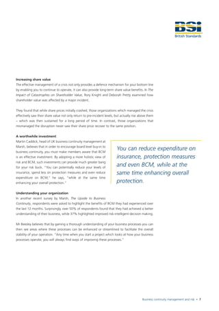 Business continuity management and risk -The role of standards | PDF