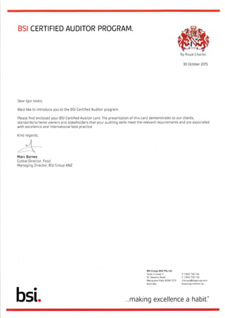 BSI Certified Auditor | PDF | Business Accounting & Finance | Business