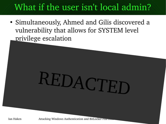 Attacking Windows Authentication And Bitlocker Full Disk Encryption