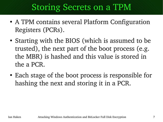 Attacking Windows Authentication And Bitlocker Full Disk Encryption Pdf Operating Systems