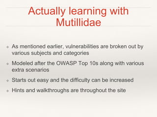 BSides 2015 Intro to Web App Pen Testing with Mutillidae | PPTX