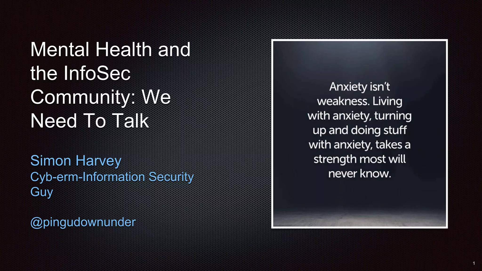 BSides Brisbane 2019: Mental Health and the InfoSec Community - Simon ...