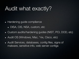 Configuration Auditing | KEY | Operating Systems | Computer Software ...