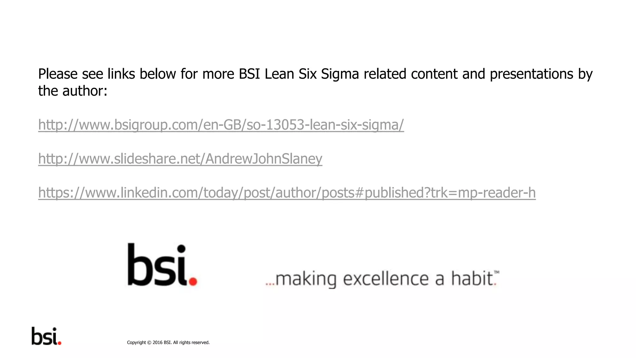 BSI Lean Six Sigma Programmes - A Short Overview Presentation | PPT