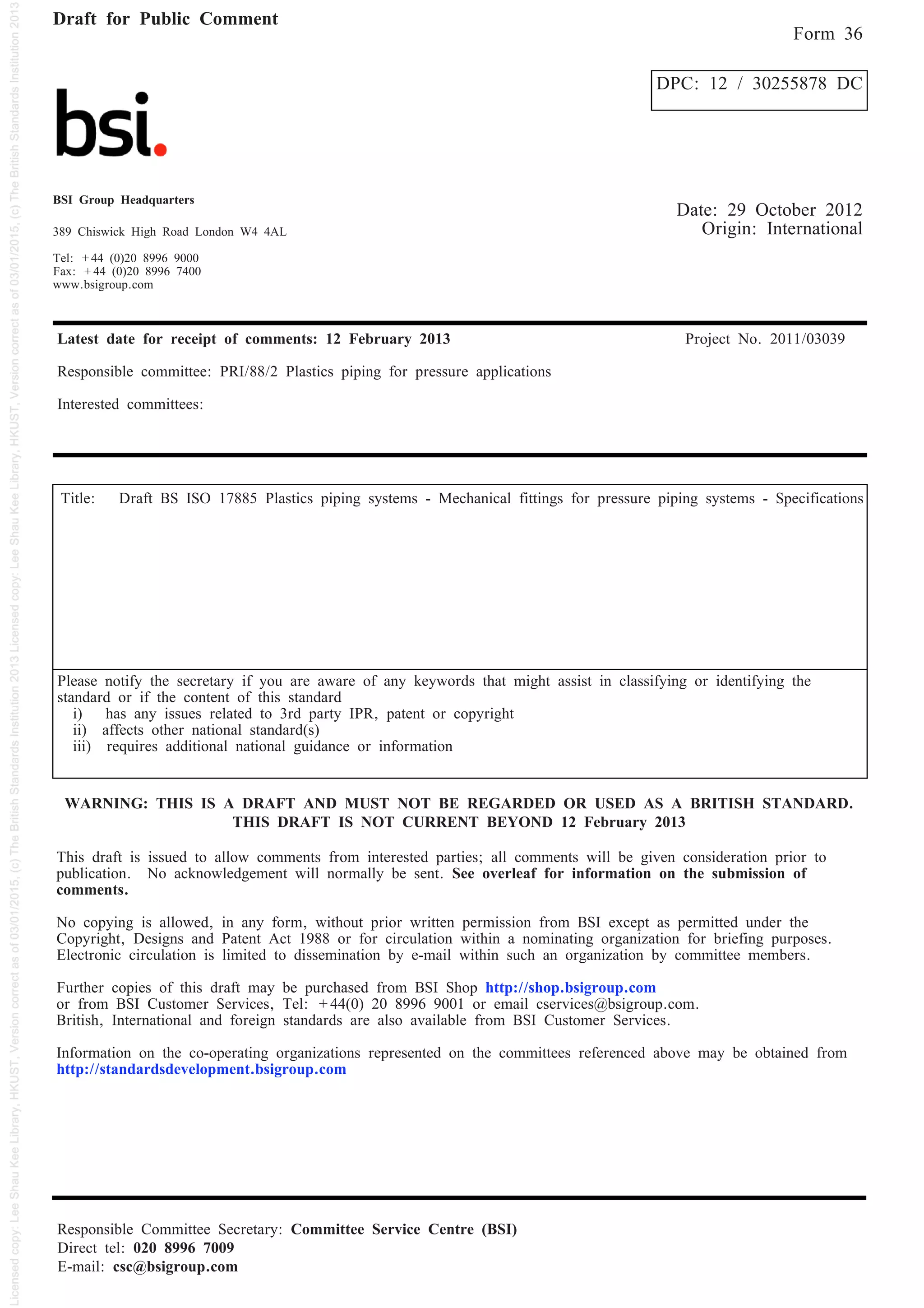 [Bs iso 17885] - plastics piping systems. mechanical fittings for ...
