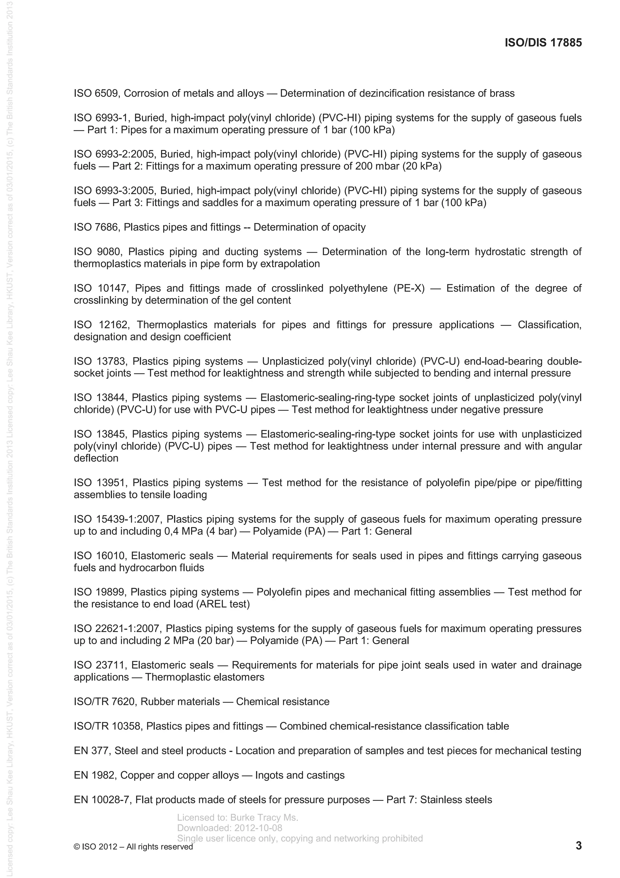 [Bs iso 17885] - plastics piping systems. mechanical fittings for pressure piping systems ...