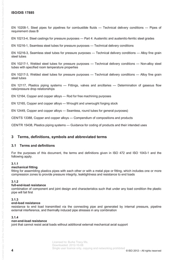 [Bs iso 17885] - plastics piping systems. mechanical fittings for ...
