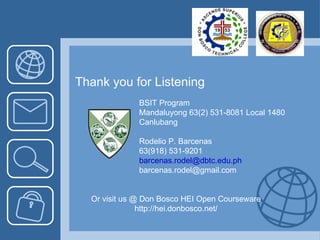 Don Bosco BSIT Program | ODP | Computer Networking | Computing