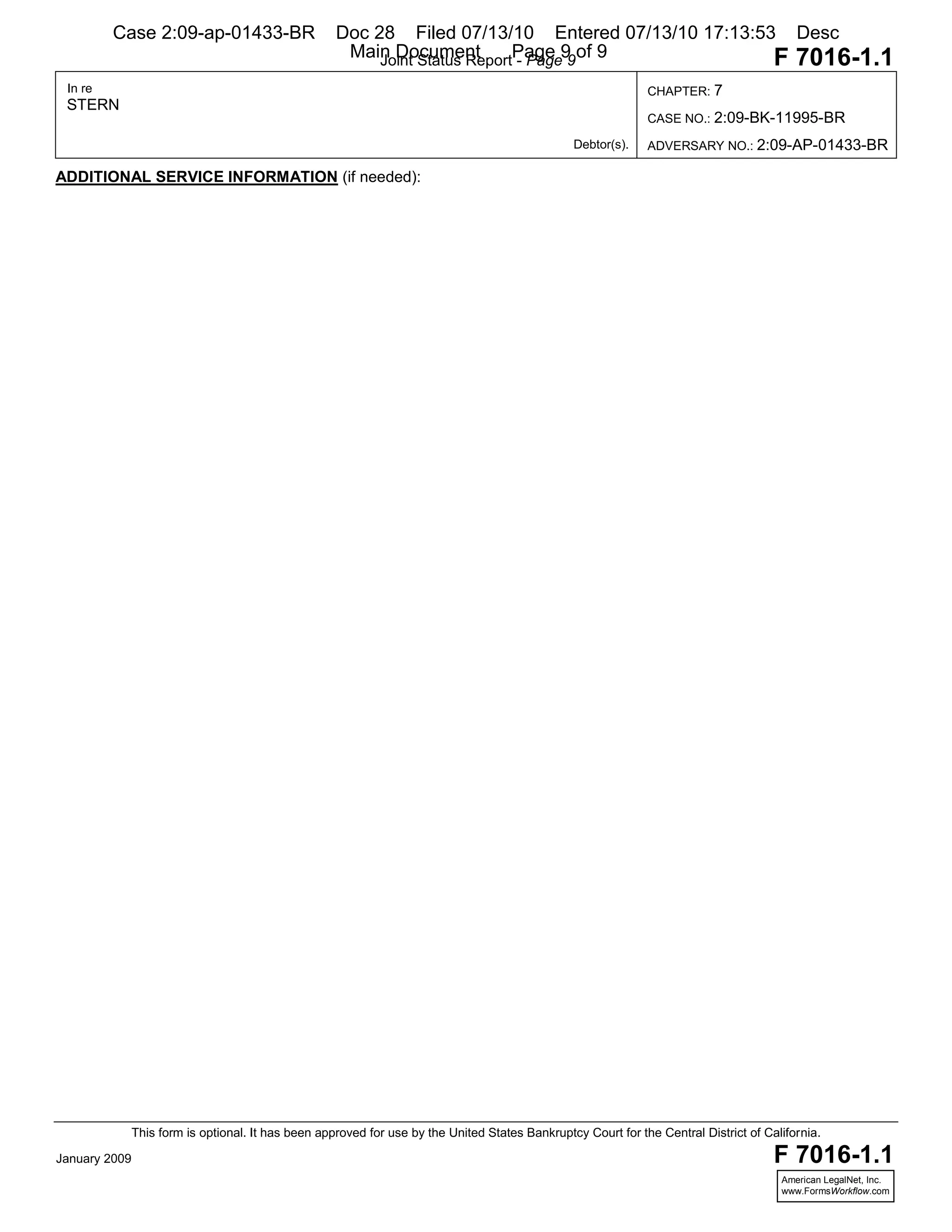 Bonnie - joint status report 7 13-10 | PDF