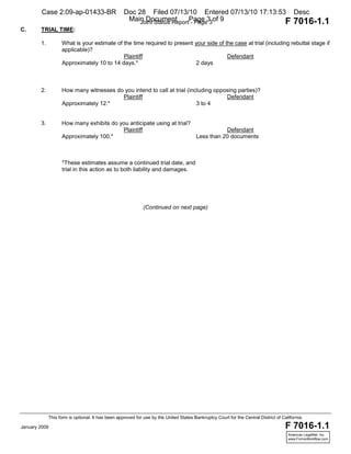 Bonnie - joint status report 7 13-10 | PDF