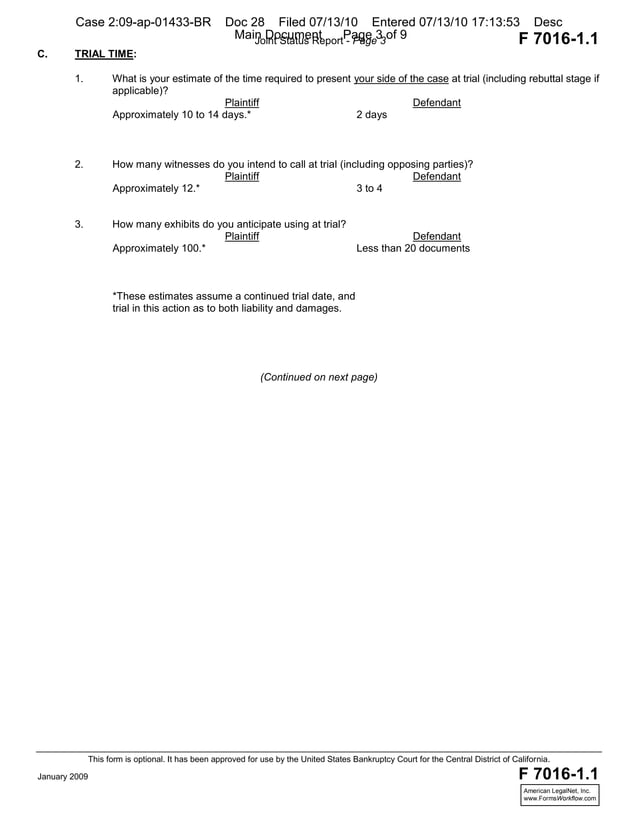 Bonnie - joint status report 7 13-10 | PDF