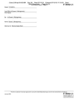 Bonnie - joint status report 7 13-10 | PDF