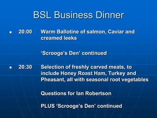 Bsl business dinner club presentation 14 dec 2010 | PPT