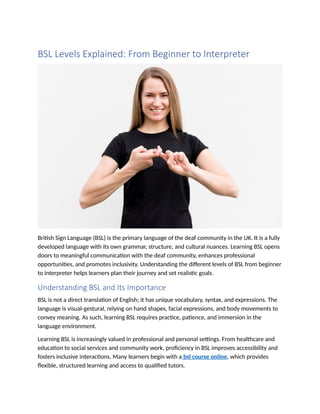 BSL Levels Explained Beginner to Interpreter | DOCX